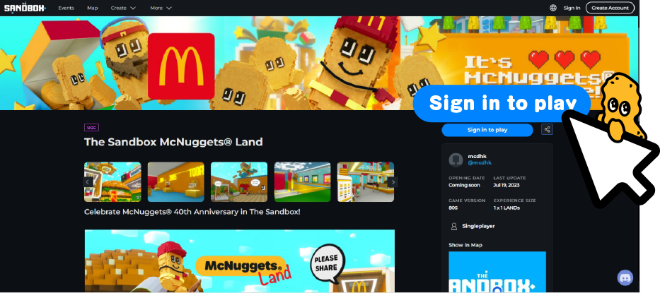 🌐The Sandbox McNuggets® Land 🎮